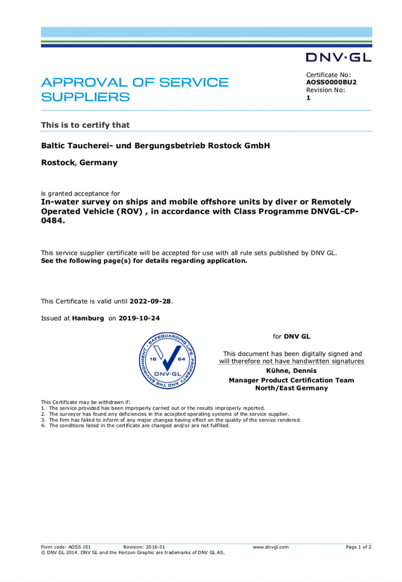 Certification | Baltic Diver Germany