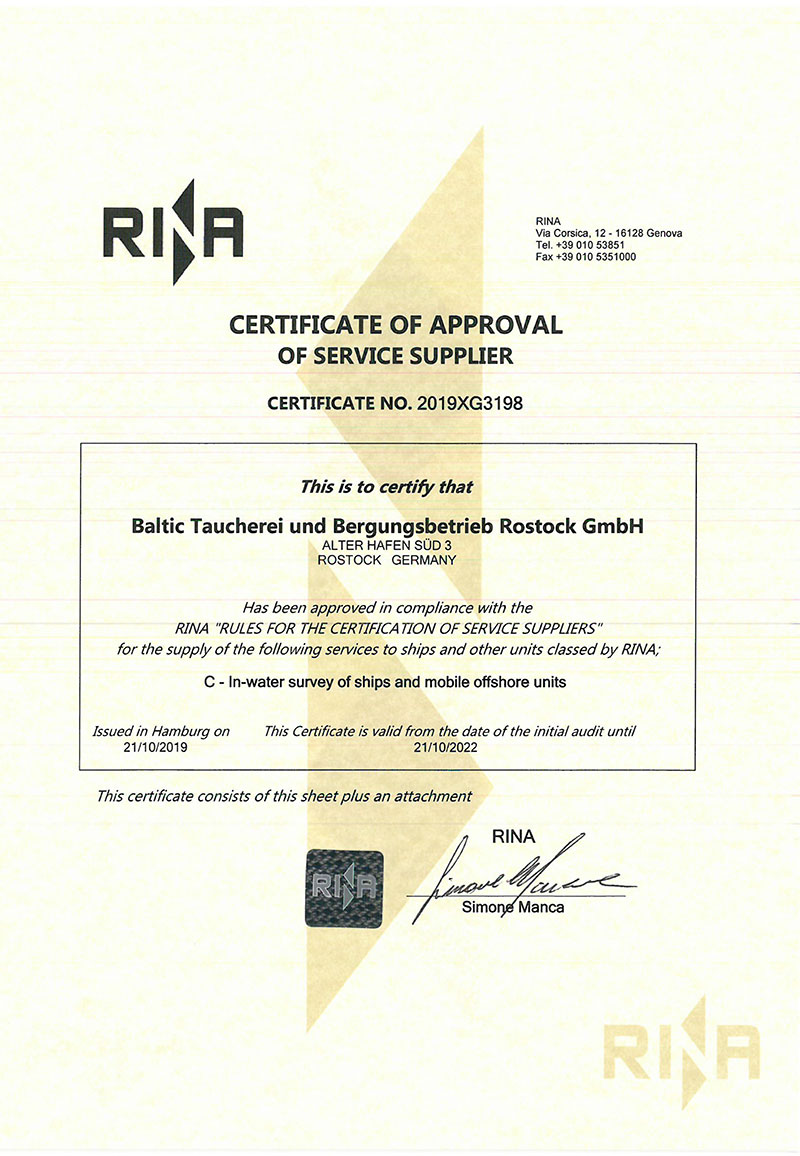 Certification | Baltic Diver Germany